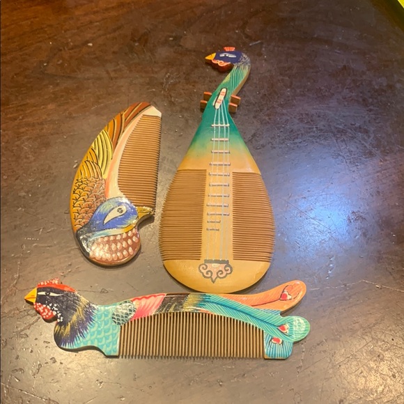 Accents | Handcrafted Wooden Bird And Instrument Combs | Poshmark